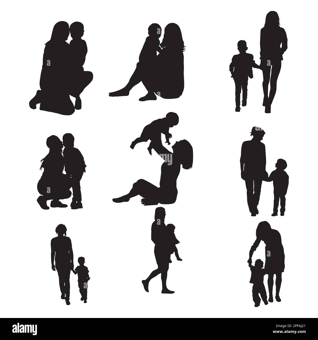 Silueta Vectorial De Madre Con Hija Imágenes Recortadas De Stock Alamy