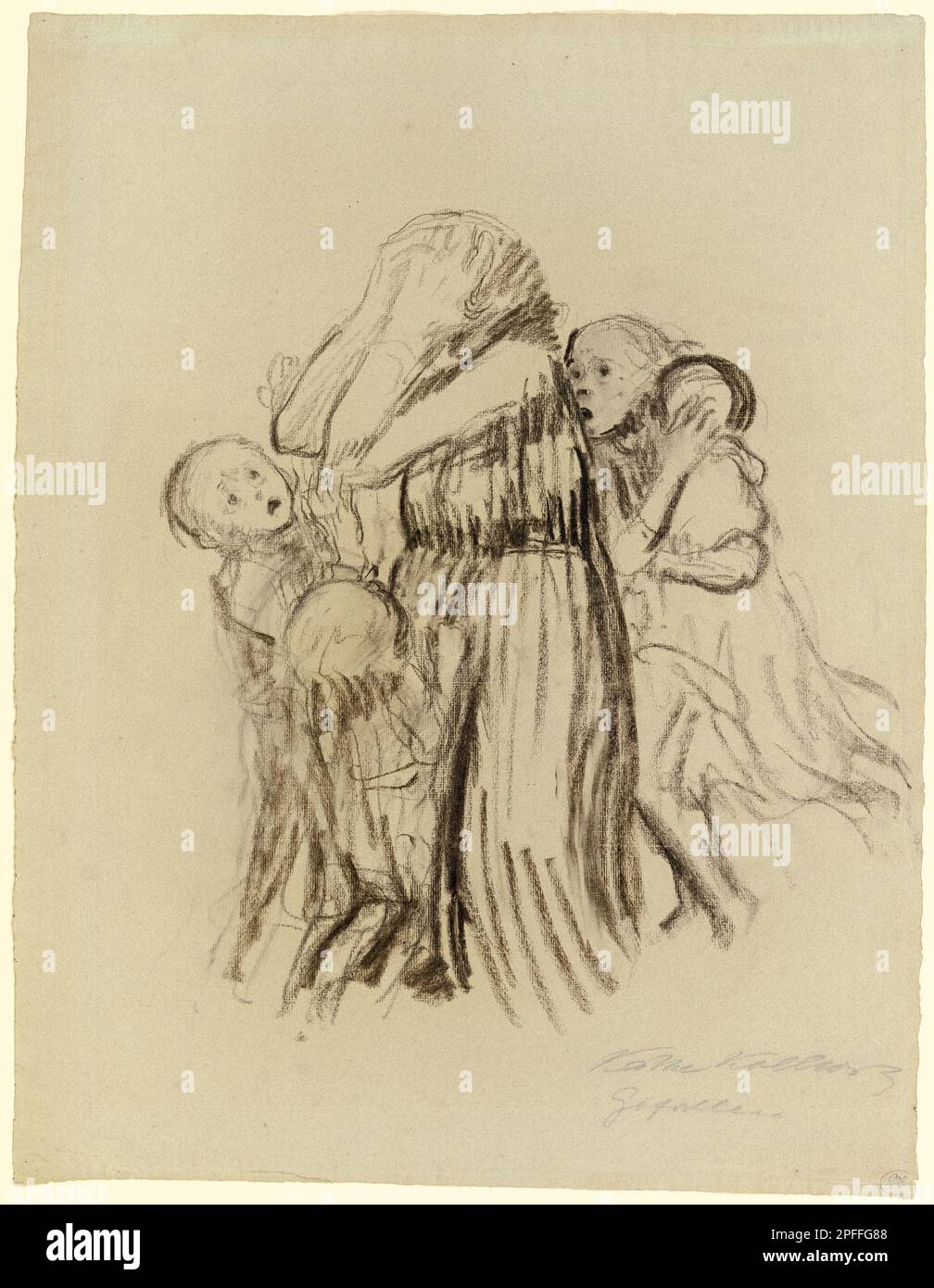 Käthe Kollwitz Caído Dibujando En Carbón 1920 Fotografía De Stock