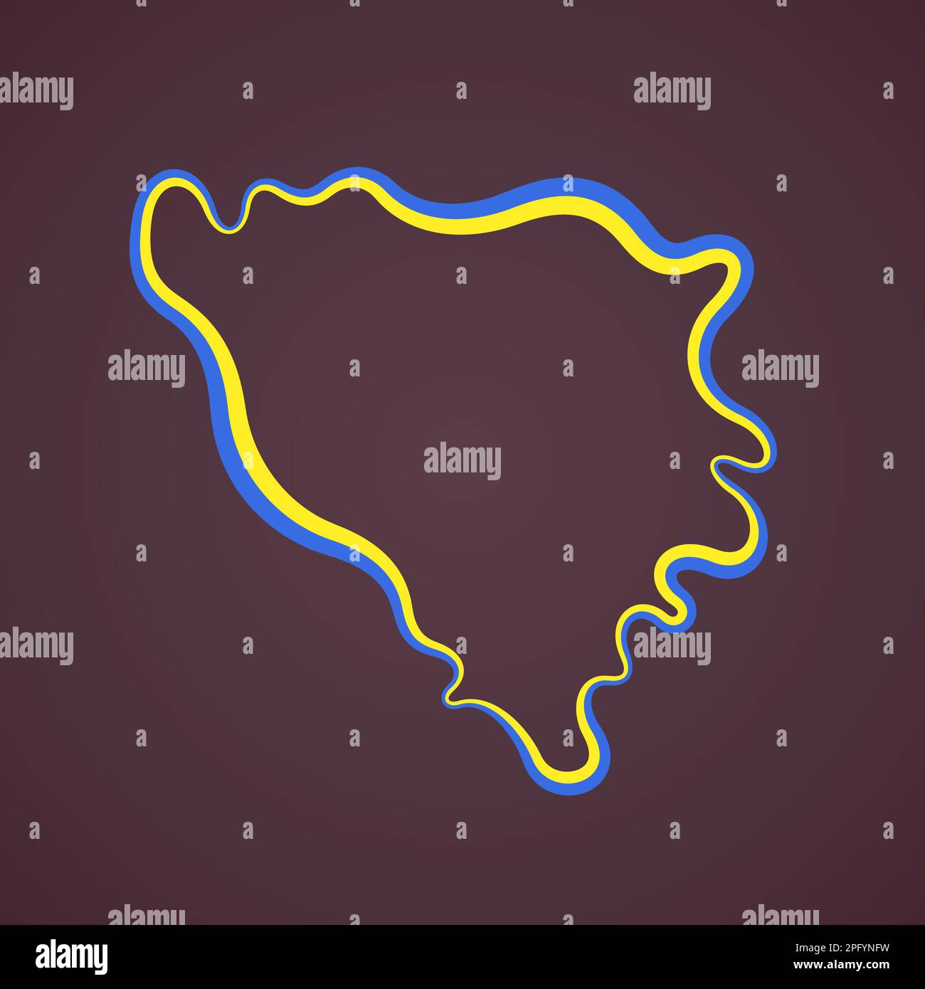 Mapa De Contorno De Bosnia Y Herzegovina Marcado Con Cinta En Colores