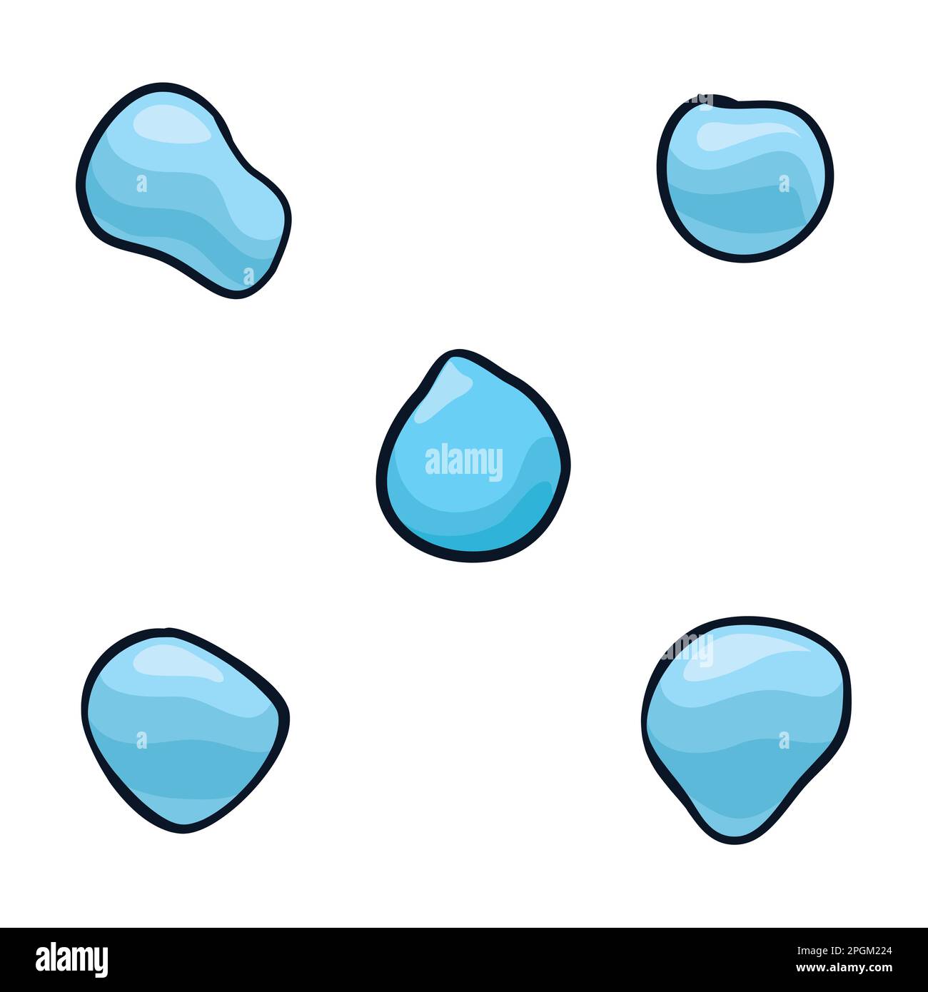 Conjunto de cinco gotas de agua azul en estilo de dibujos animados ... Conjunto de cinco gotas de agua azul en estilo de dibujos animados ...