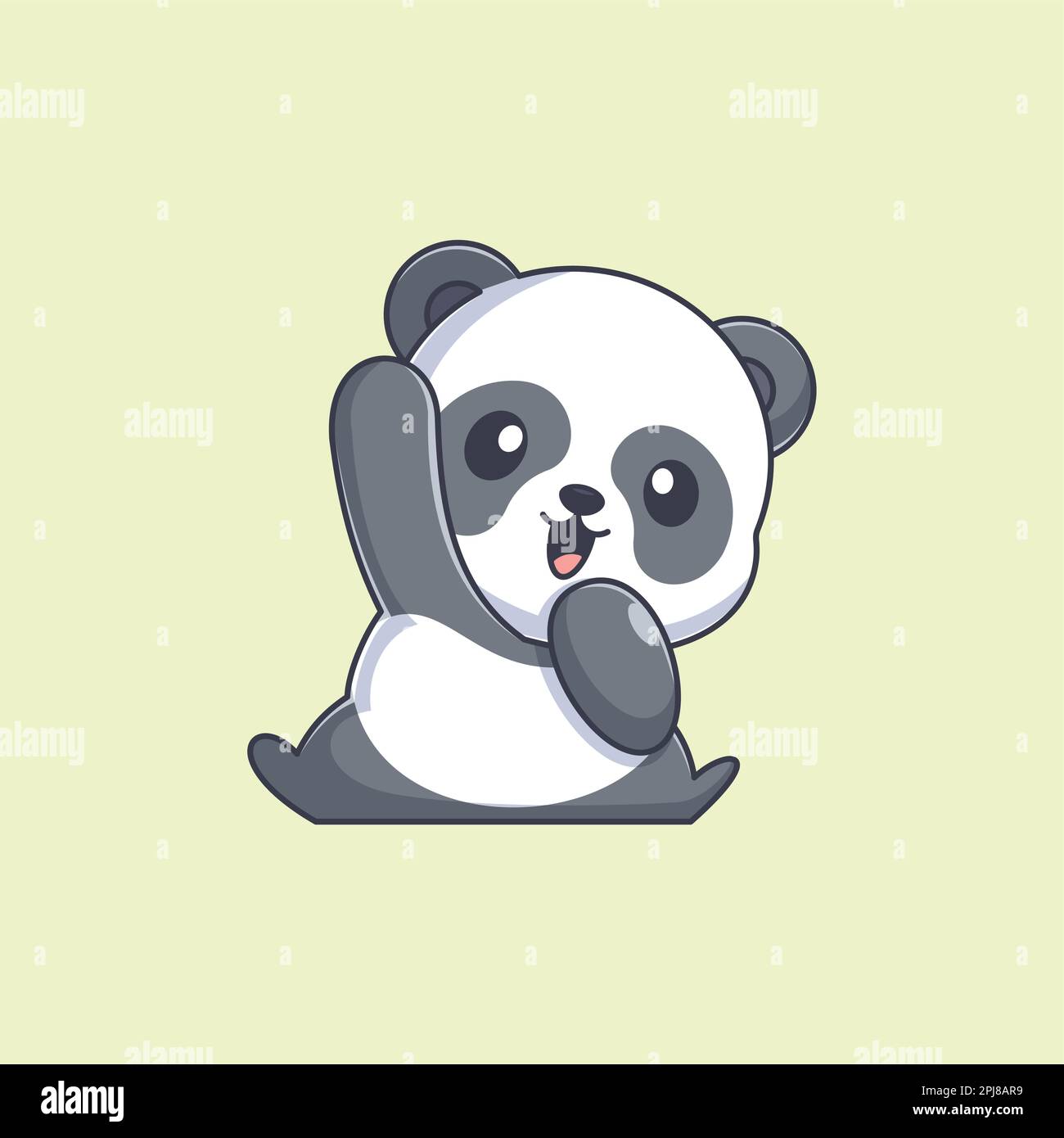 Lindo panda ondeando mano de dibujos animados Imagen Vector de stock ...