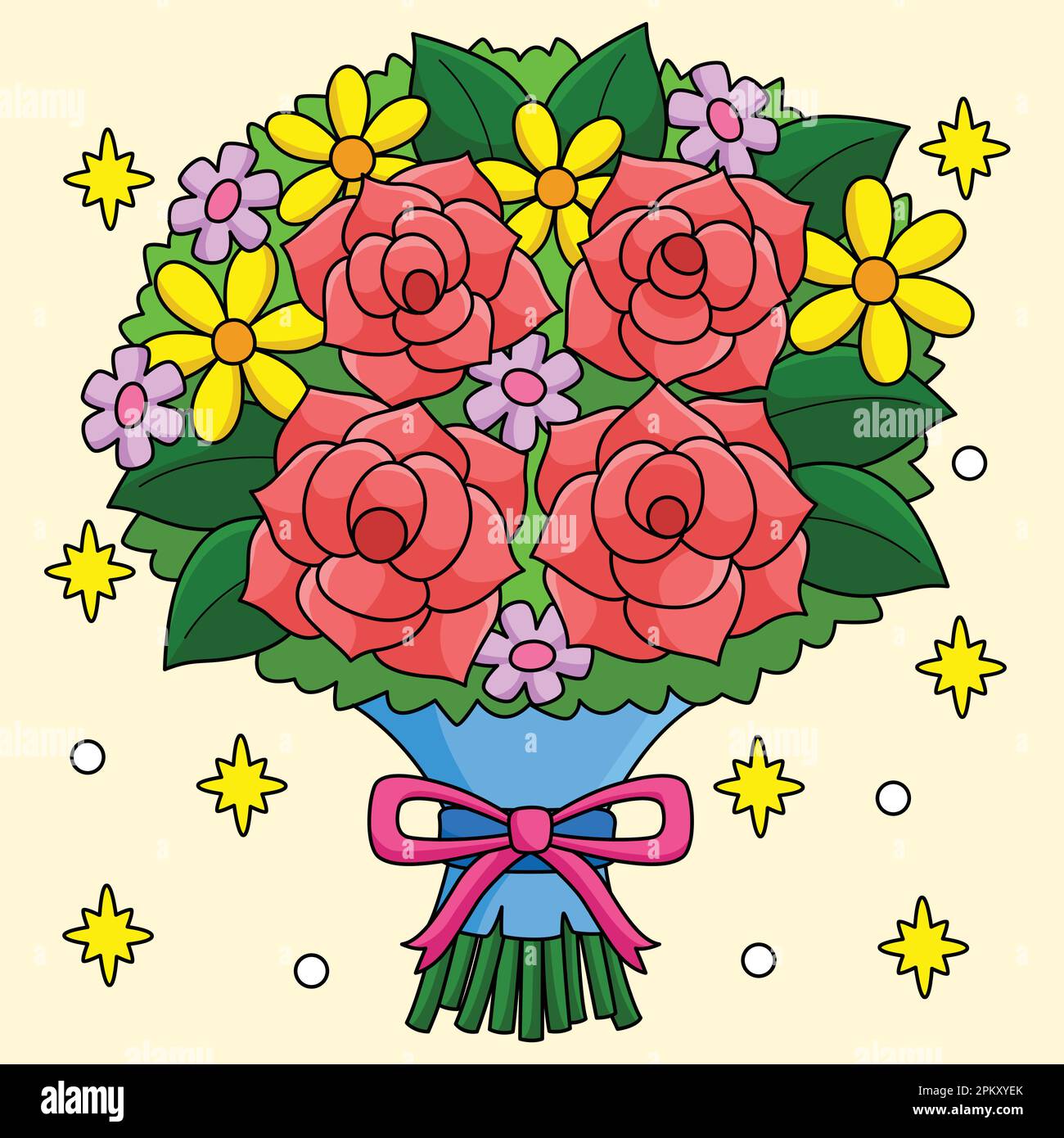 Ramo de flores de boda de dibujos animados de color Imagen Vector de ... Ramo de flores de boda de dibujos animados de color Imagen Vector de ...