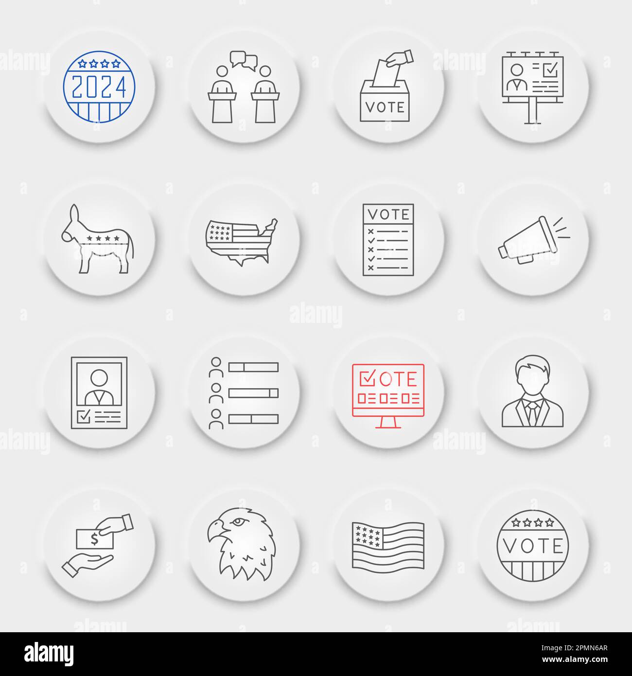 Conjunto De Iconos De Línea De Votación Y Elección Colección De Votos