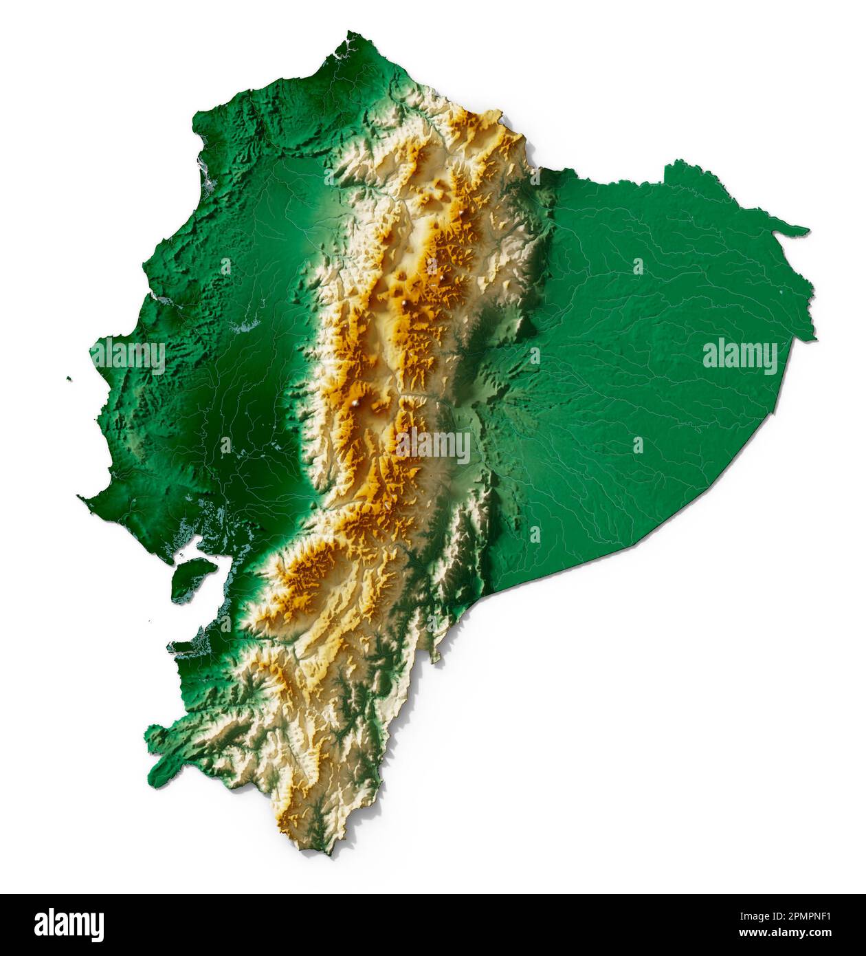 Ecuador Representación Detallada En 3d De Un Mapa Sombreado De Relieve
