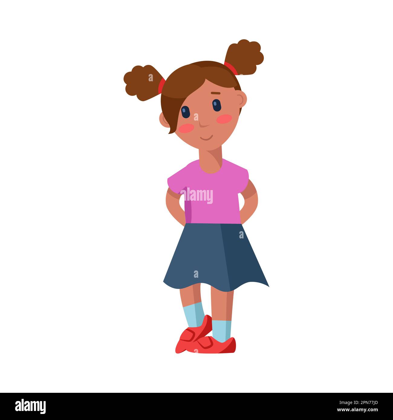 Chica De Personaje De Dibujos Animados Tímida