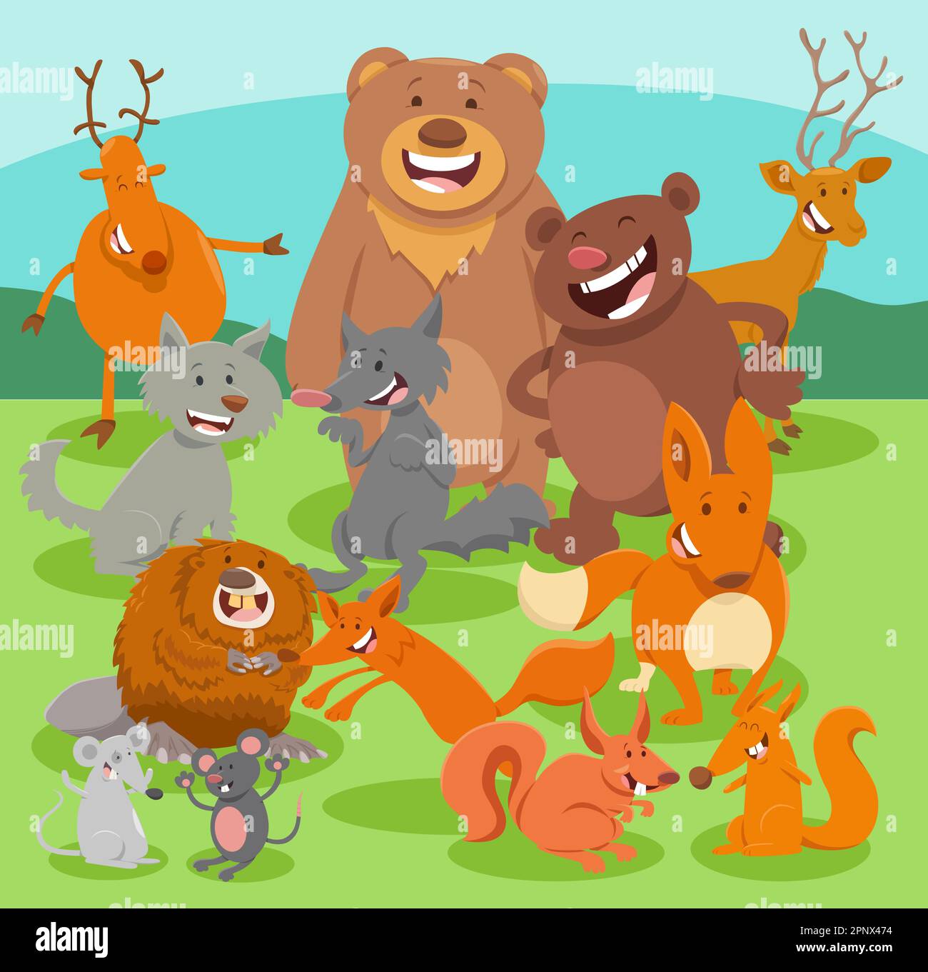 Ilustración De Dibujos Animados Del Grupo De Personajes Cómicos De