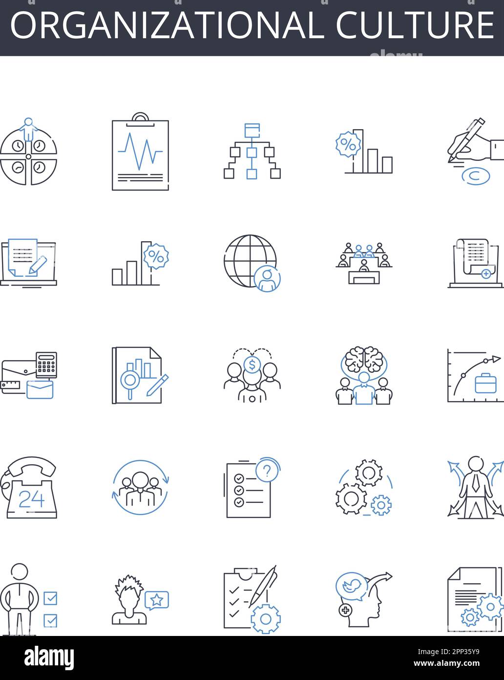 Colección De Iconos De Línea De Cultura Organizacional Valores