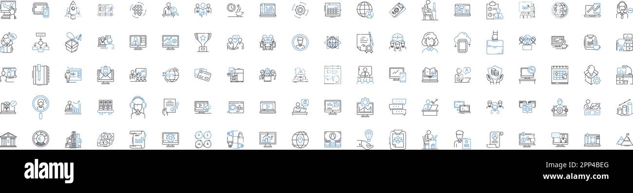 Colección de iconos de línea de proceso de la compañía. Eficiencia ...