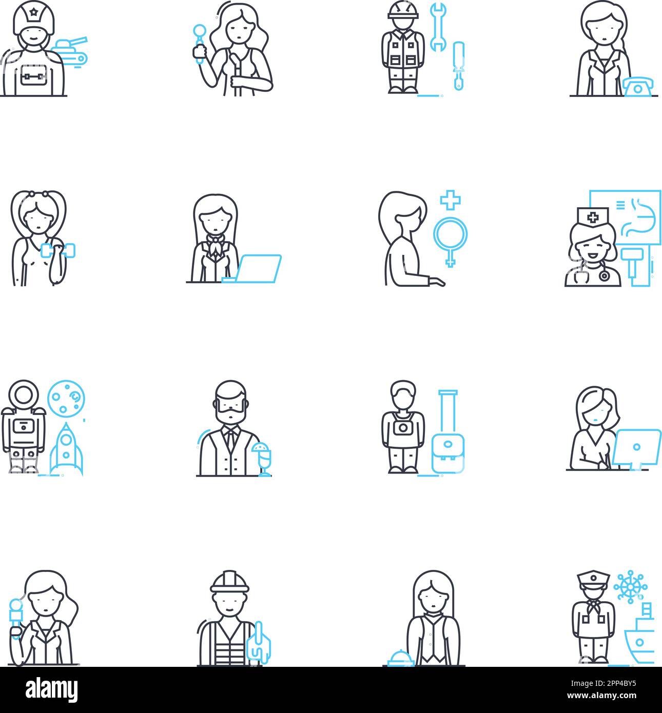 Vocación Avenidas Lineales Iconos Set Carrera Profesión Ocupación