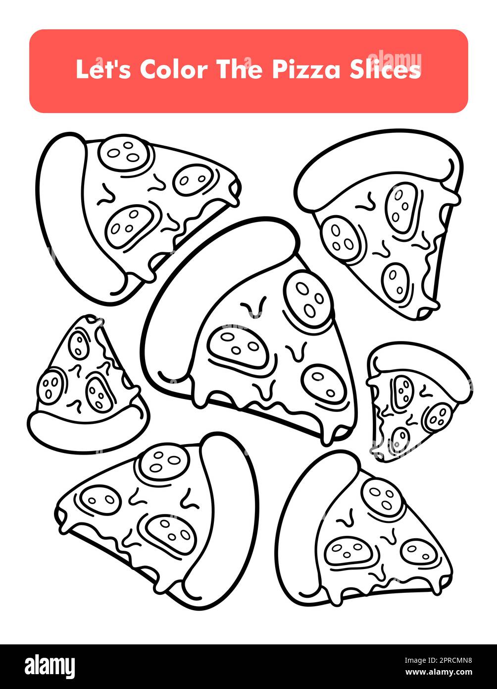 Página De Libro Para Colorear De Rebanadas De Pizza En Tamaño De Página