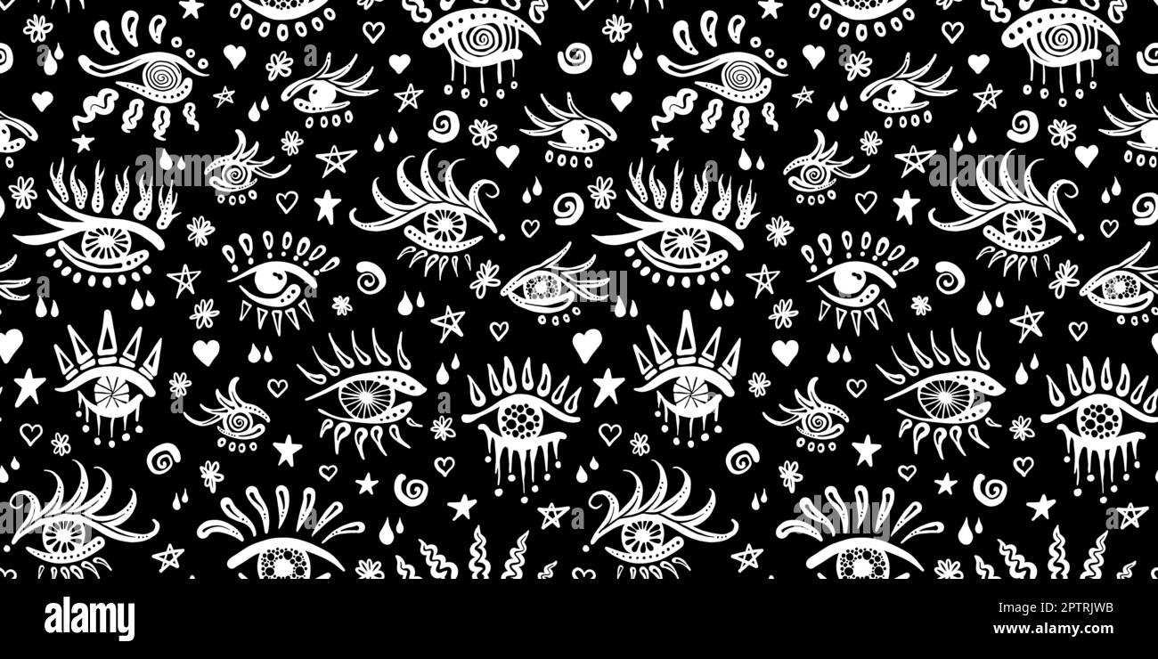 Sin Fisuras Lindo Dibujado A Mano Mal De Ojo O Tercer Ojo Doodle Tatuaje Flash Hoja Con Estrella