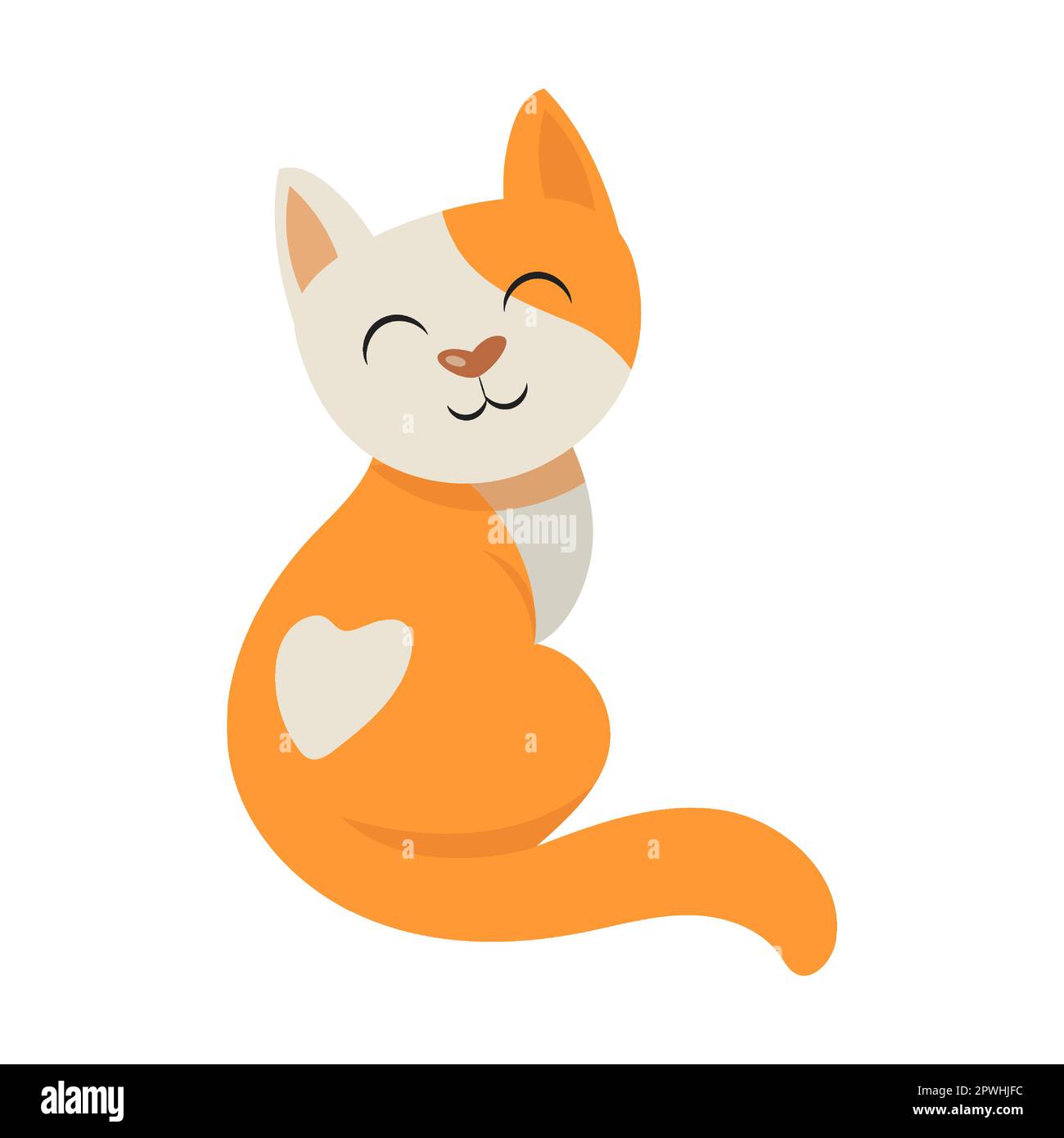 Lindo Gato Con Patrón De Corazón En La Espalda Ilustración Vectorial