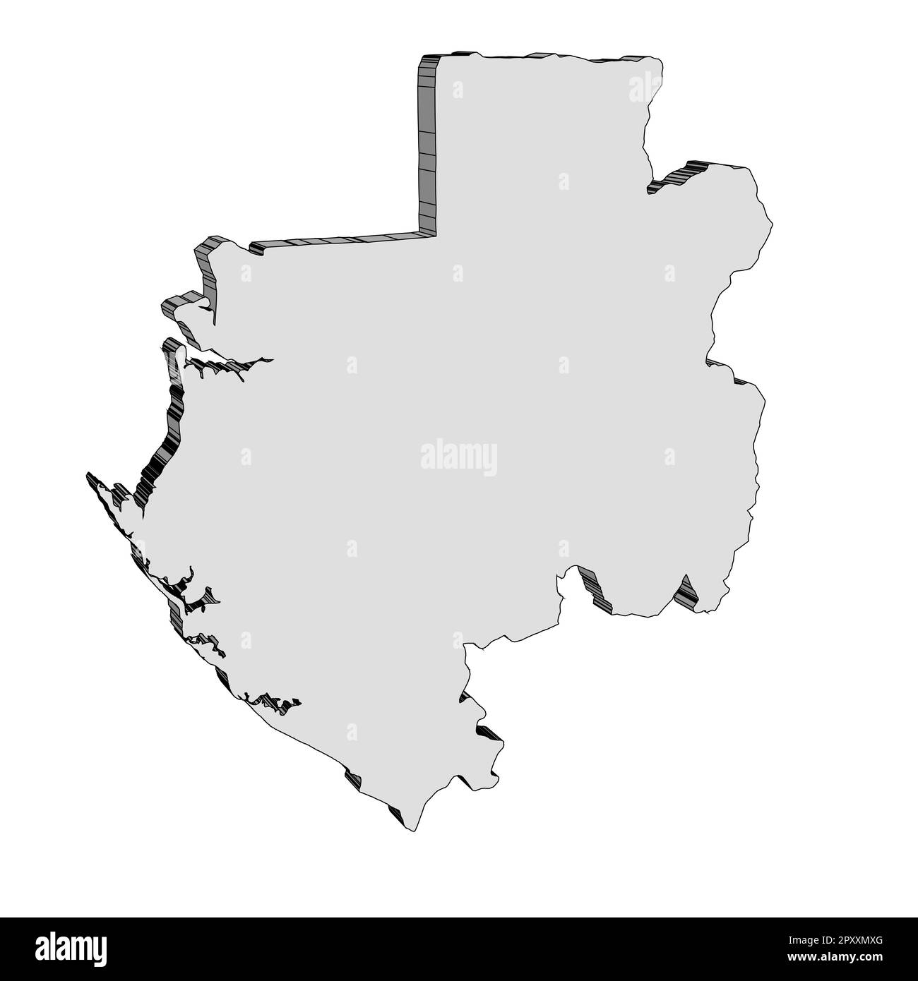 3d Esquema Mapa De Silueta Del País Africano De Gabón Aislado Sobre Un