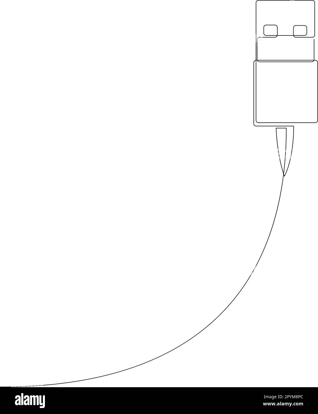 Cable de datos USB, dibujo de una línea. Concepto tecnológico de línea ... Cable de datos USB, dibujo de una línea. Concepto tecnológico de línea ...