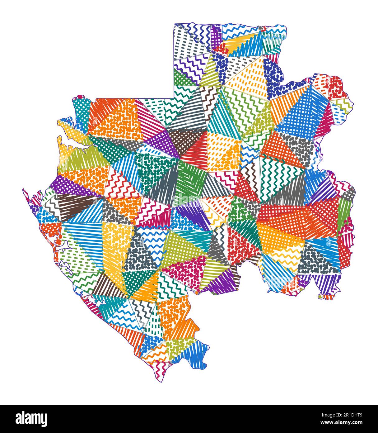 Mapa De Estilo Infantil De Gabón Polígonos Dibujados A Mano En Forma