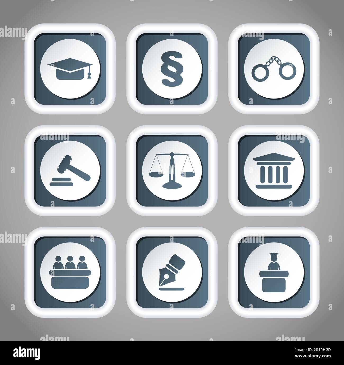 Conjunto de iconos relacionados con el tribunal, el delito y la ley ... Conjunto de iconos relacionados con el tribunal, el delito y la ley ...