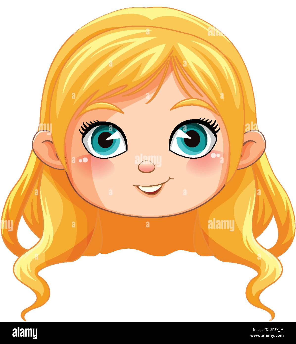 Linda Chica Rubia Ilustración De Cabeza De Dibujos Animados Imagen
