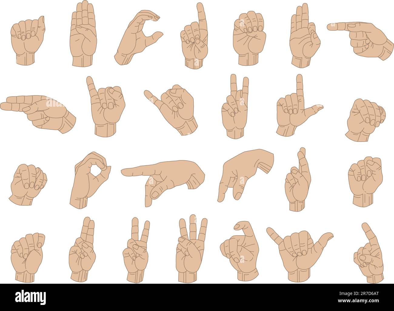 Ilustración Vectorial De Gestos De Mano De Lenguaje De Señas Imagen