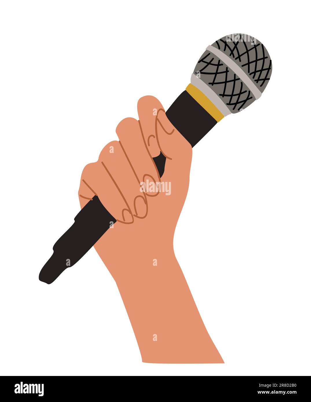 Mano Sosteniendo Un Vector De Estilo De Dibujos Animados De Micrófono