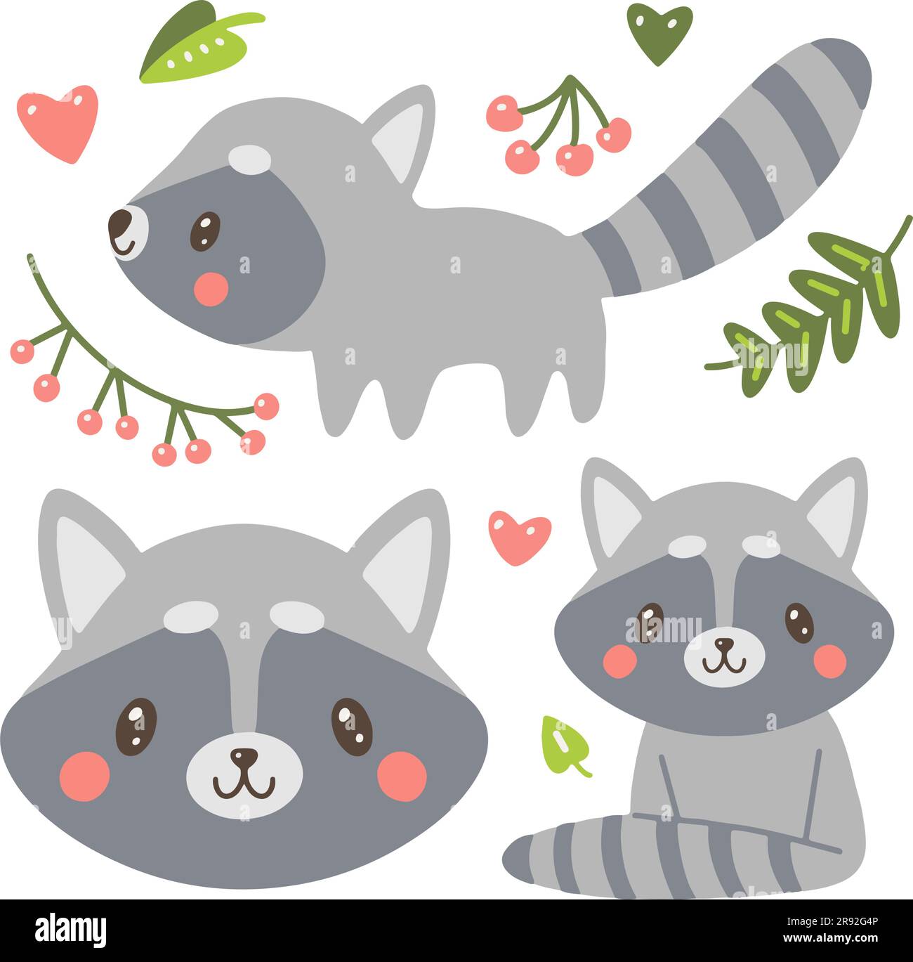 Lindo Juego De Mapache De Dibujos Animados Divertida Colección De
