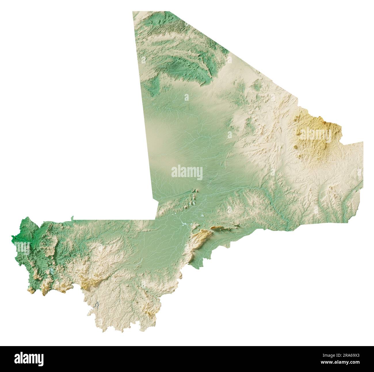 Malí Representación 3d Altamente Detallada Del Mapa Sombreado De