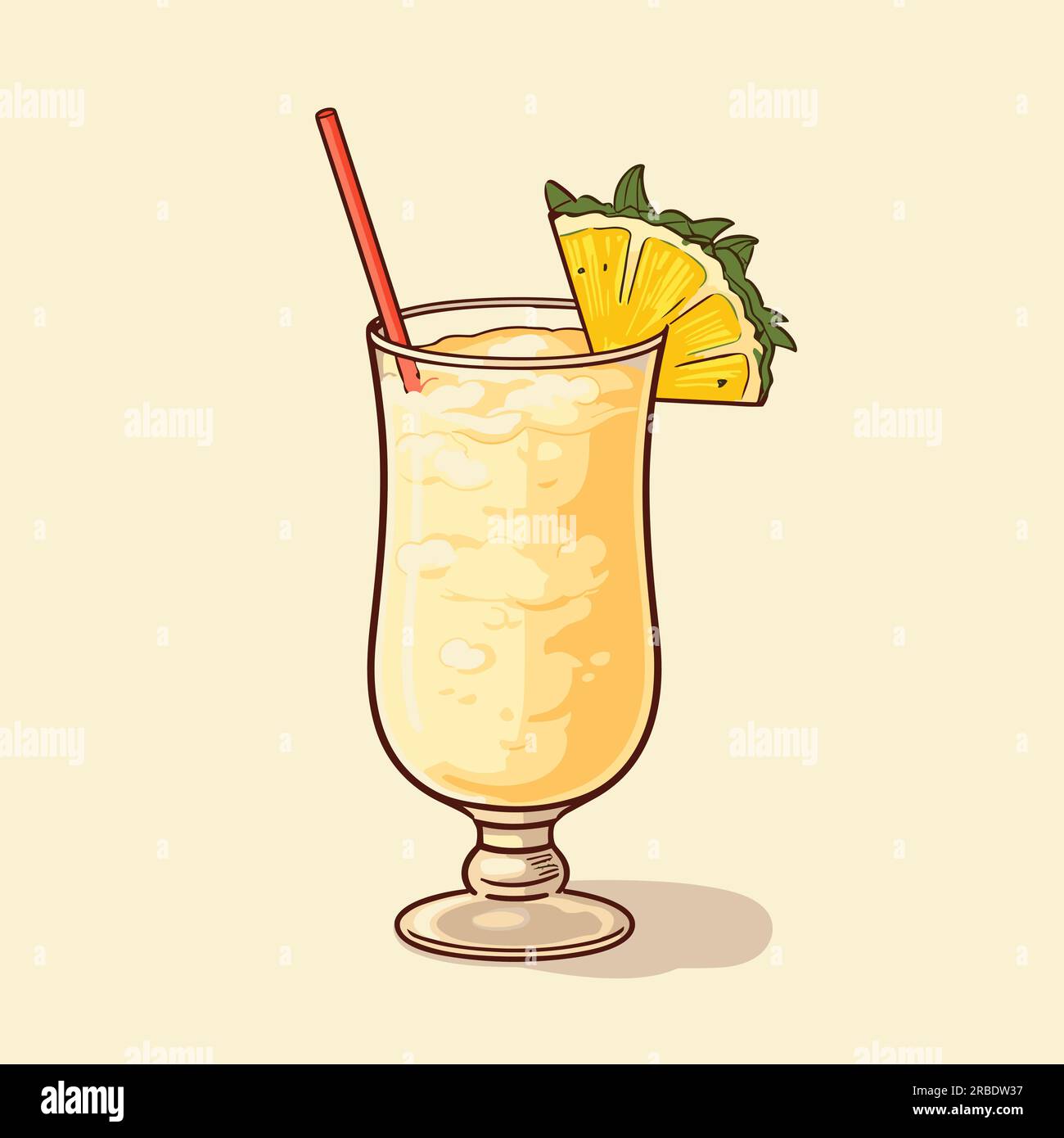 Piña Colada Piña Colada Cóctel Dibujado A Mano Ilustración Cómica Vector Doodle Estilo