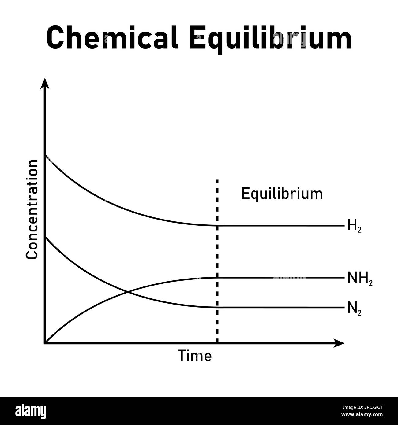 Estado De Equilibrio Químico En Reacción Gráfico De Concentración De
