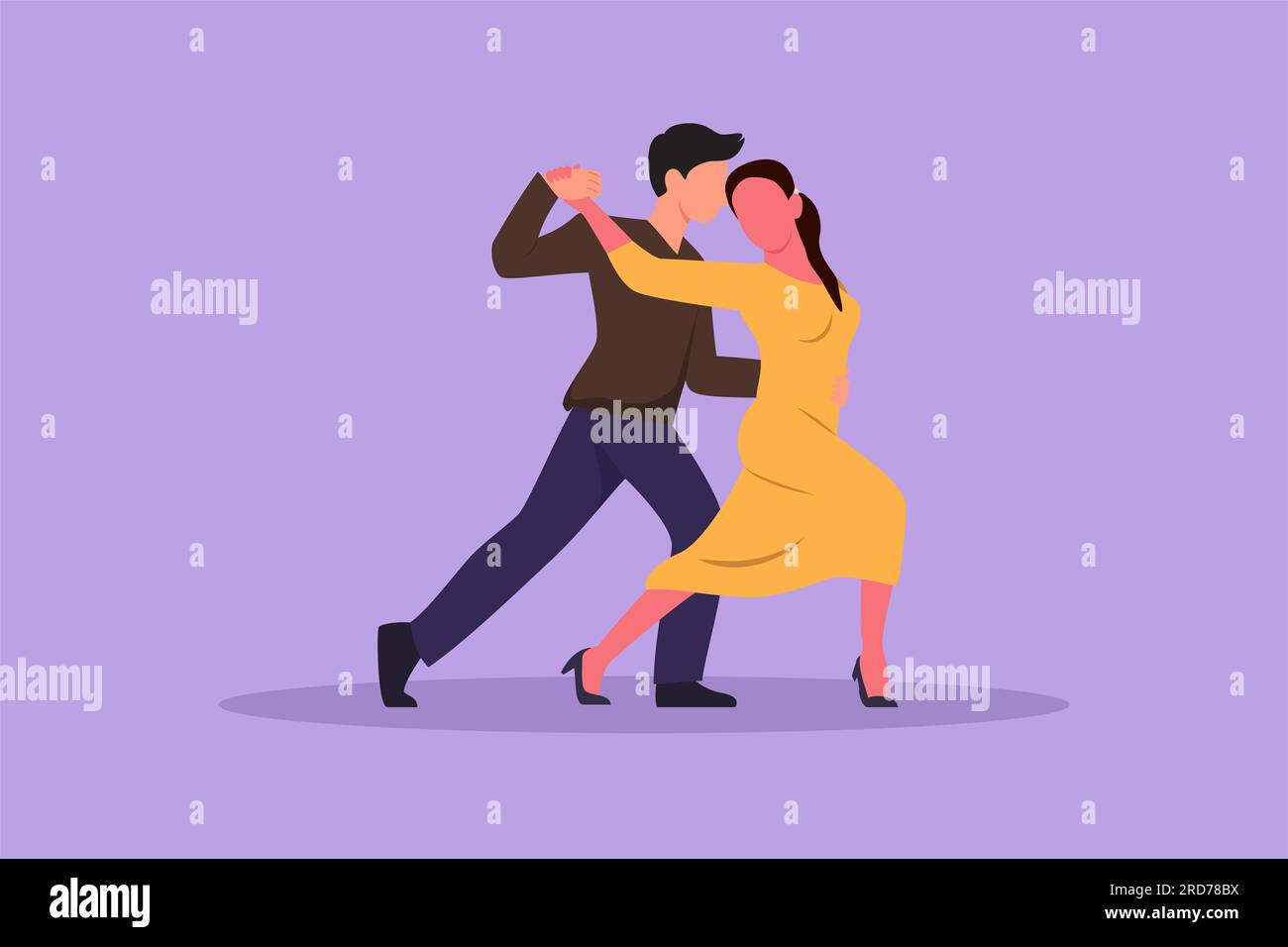 Personaje Plano Dibujando Gente Bailando Salsa Hombre Joven Y Mujer En