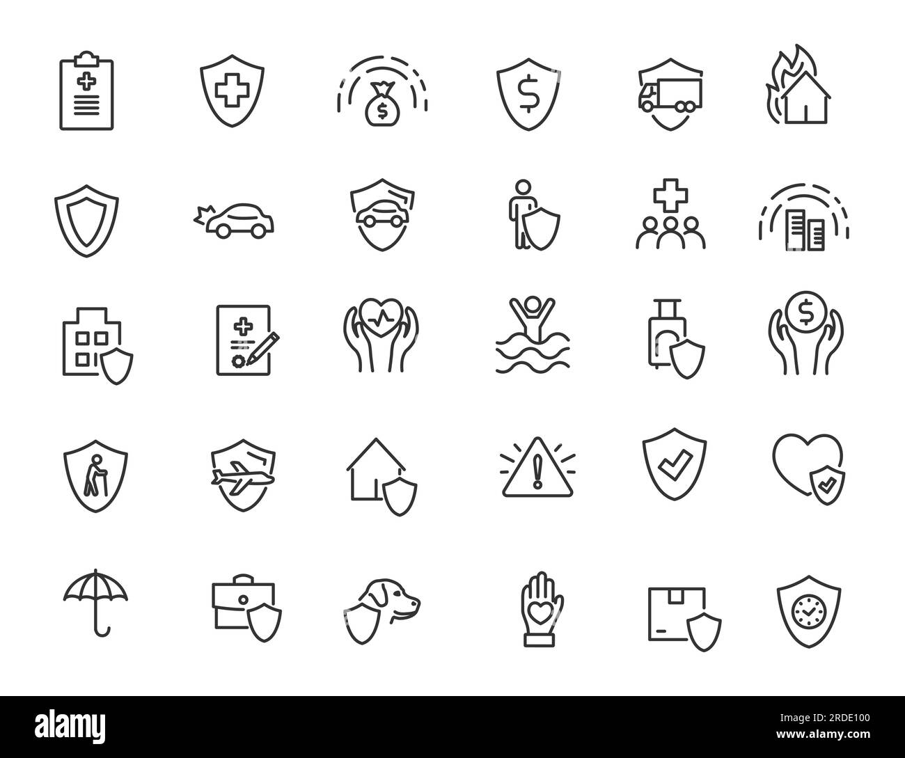 Conjunto de iconos lineales de seguros. Iconos de protección financiera ... Conjunto de iconos lineales de seguros. Iconos de protección financiera ...