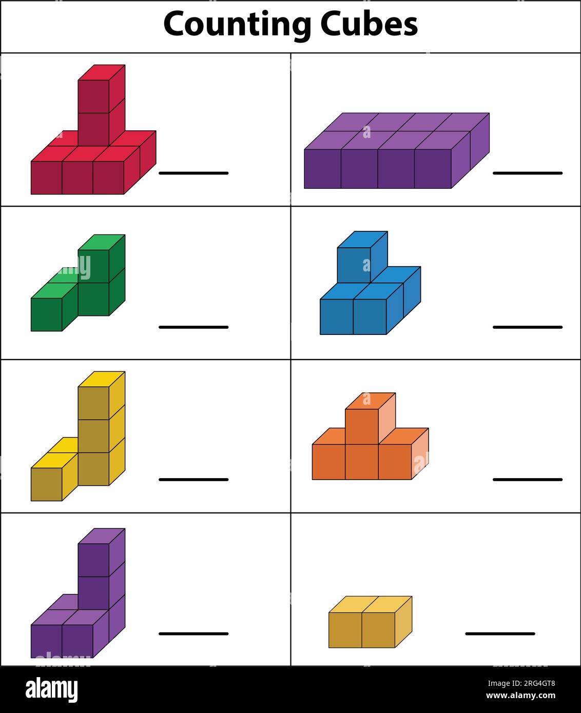 Ejercicio de conteo de cubos de color. Juego de lógica de educación ...