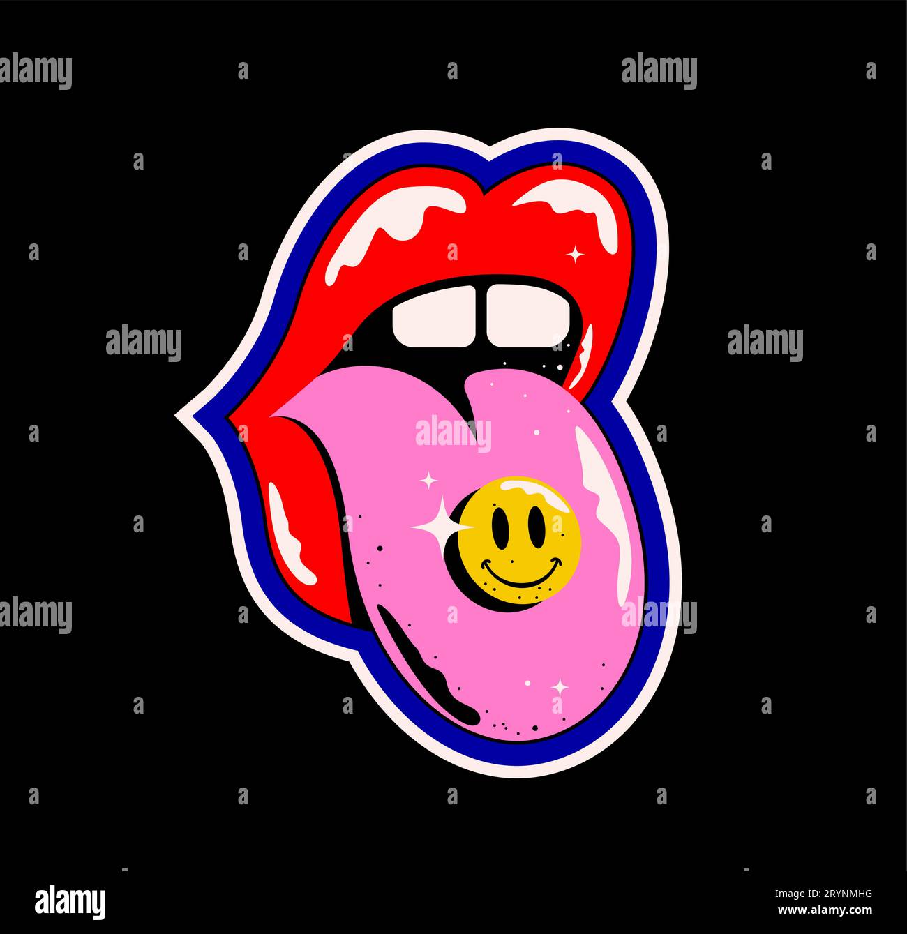 Plantilla De Diseño De Etiqueta Engomada De Labios De Fiesta Con Boca