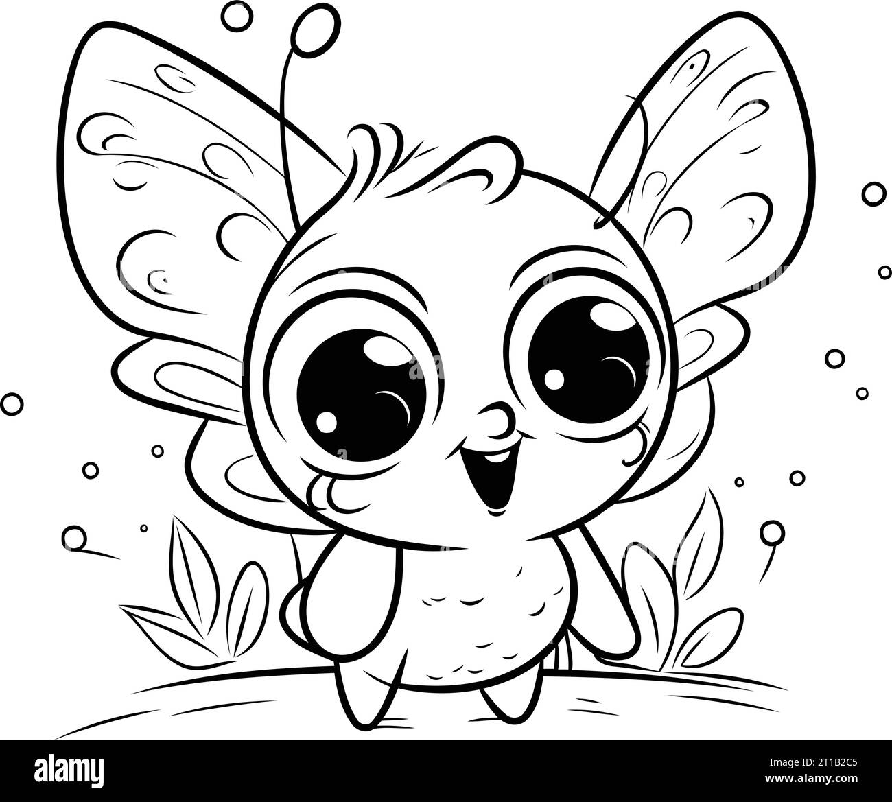 Páginas De Libros Para Colorear Para Niños Linda Mariposa De Dibujos Animados Ilustración