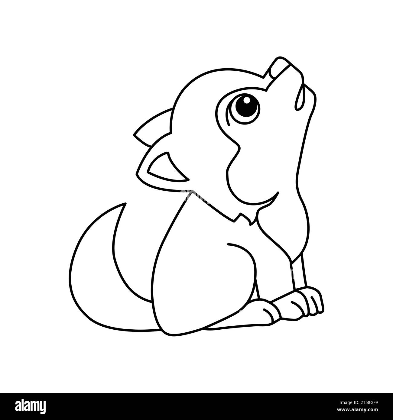 Dibujo Animado De Lobo Para Colorear Para Niños Vector Libre De Derechos Imagen Vector De Stock