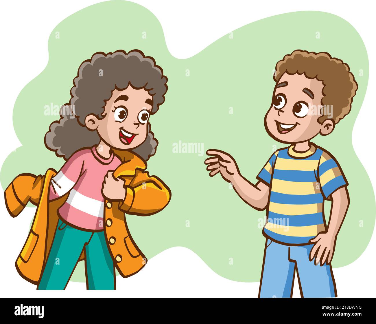 ilustración vectorial de dos niños hablando Imagen Vector de stock - Alamy ilustración vectorial de dos niños hablando Imagen Vector de stock - Alamy