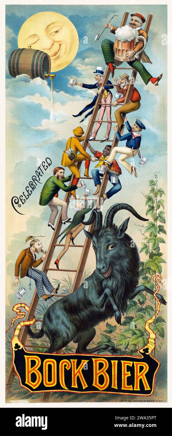 Celebrados bock bier - en la ronda superior - 1887 - Vintage y viejo ...