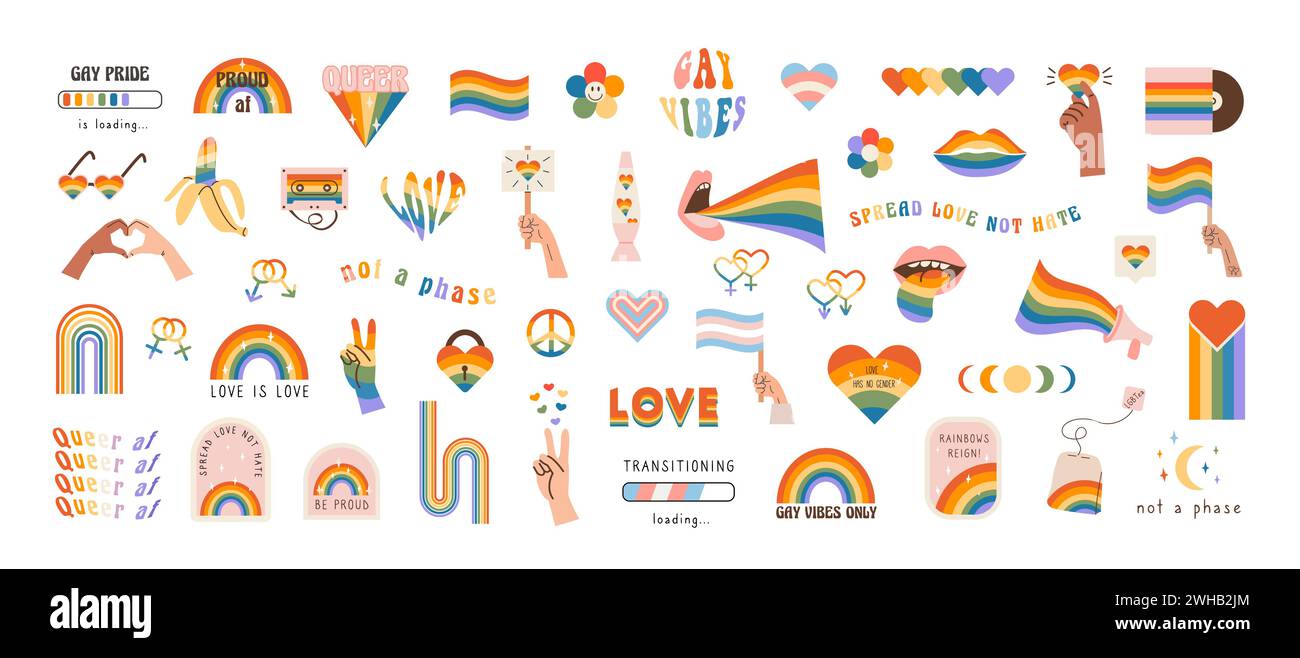 Vector Gran Conjunto De Iconos De Estilo Plano De La Comunidad Lgbtq