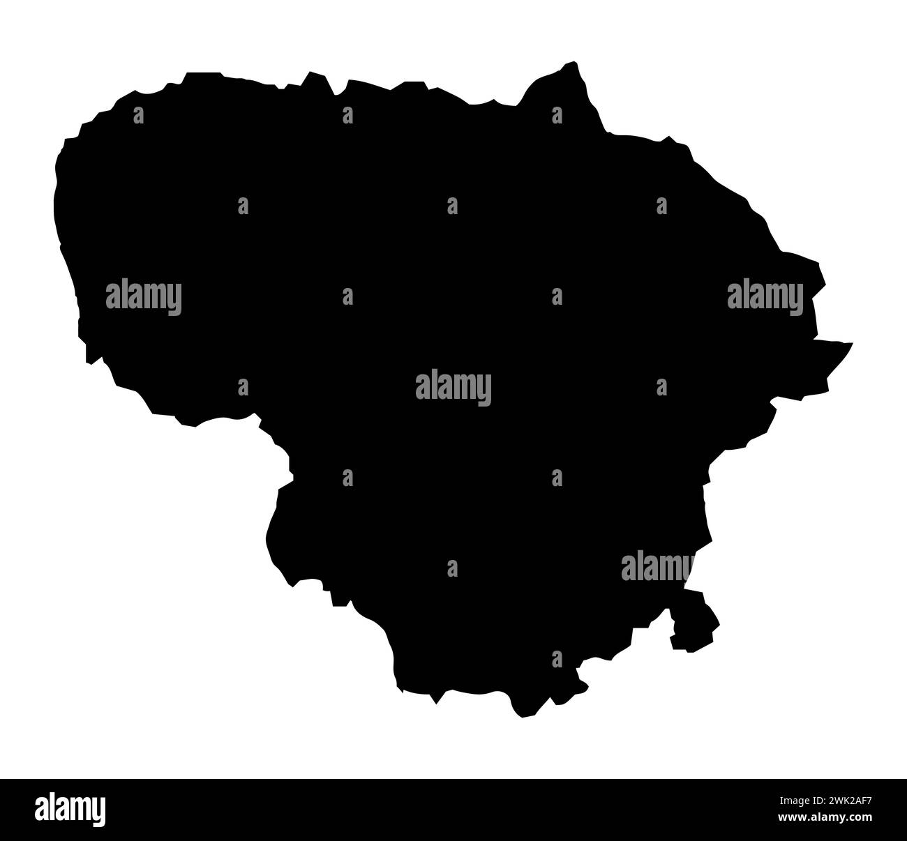 Mapa De Silueta De Esquema De Lituania Sobre Un Fondo Blanco Fotografía