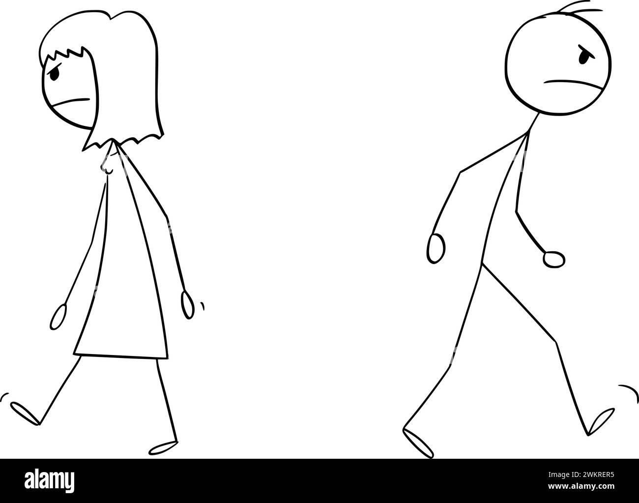 Marido Y Esposa En Divorcio Ilustración De La Figura Del Palo De La