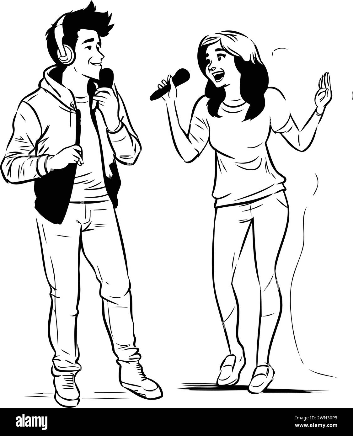 Pareja Cantando Dibujo Imágenes Recortadas De Stock Alamy