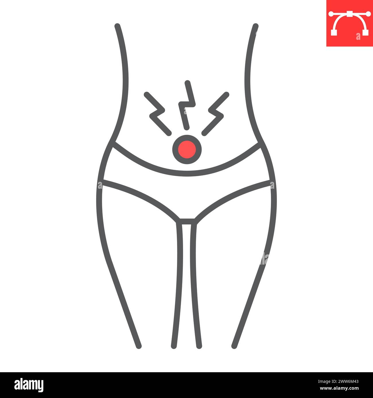 Icono De Línea De Calambres Menstruales Dolor Corporal Y Enfermedad