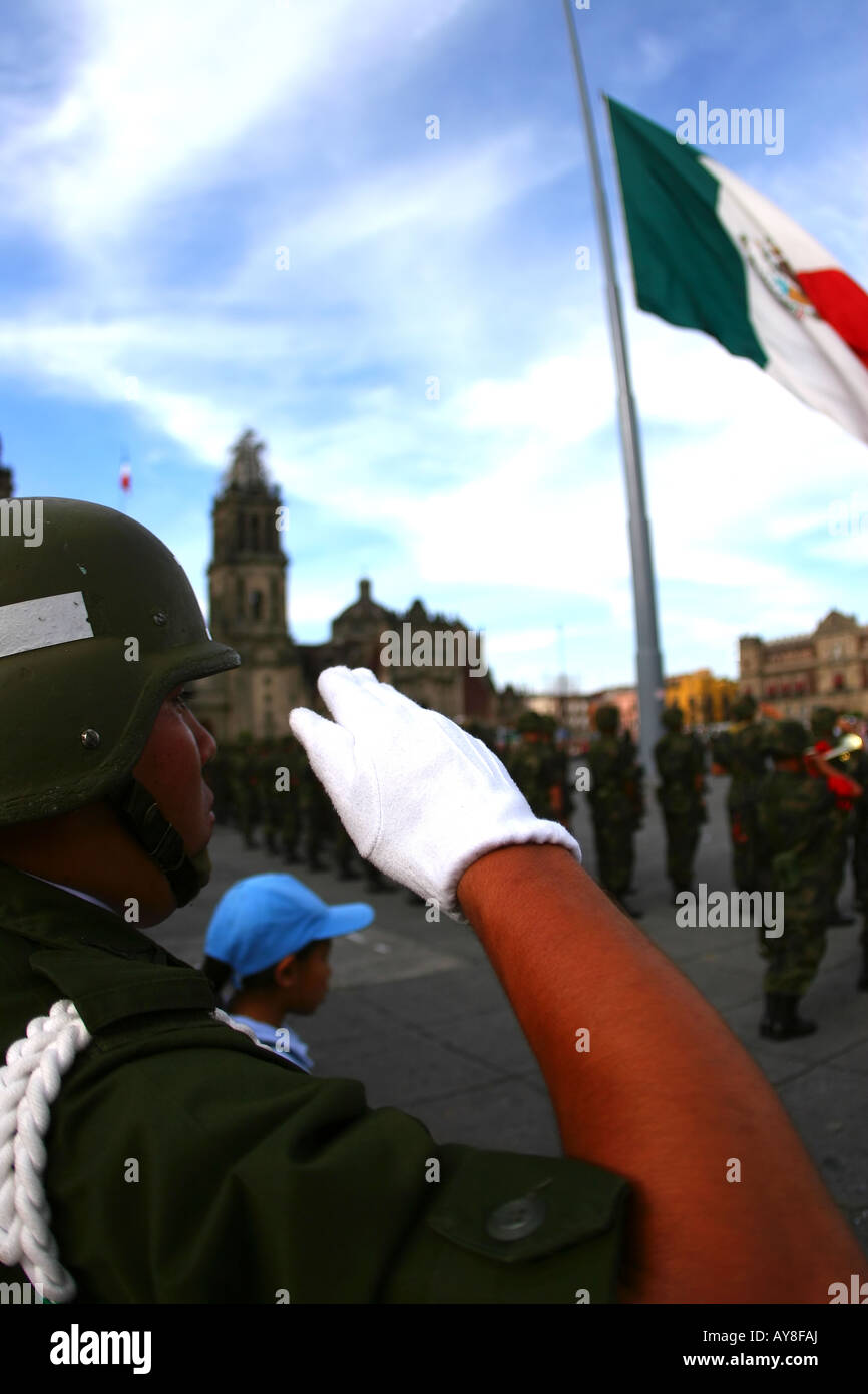 Veterano Saludando A Nuestra Bandera