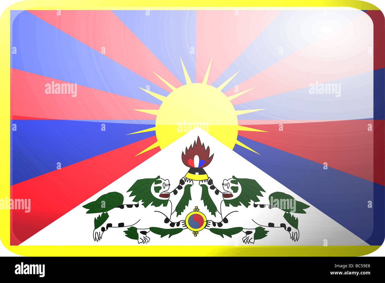 La Bandera Del Tíbet Símbolo Nacional Ilustración Clipart Icono Botón