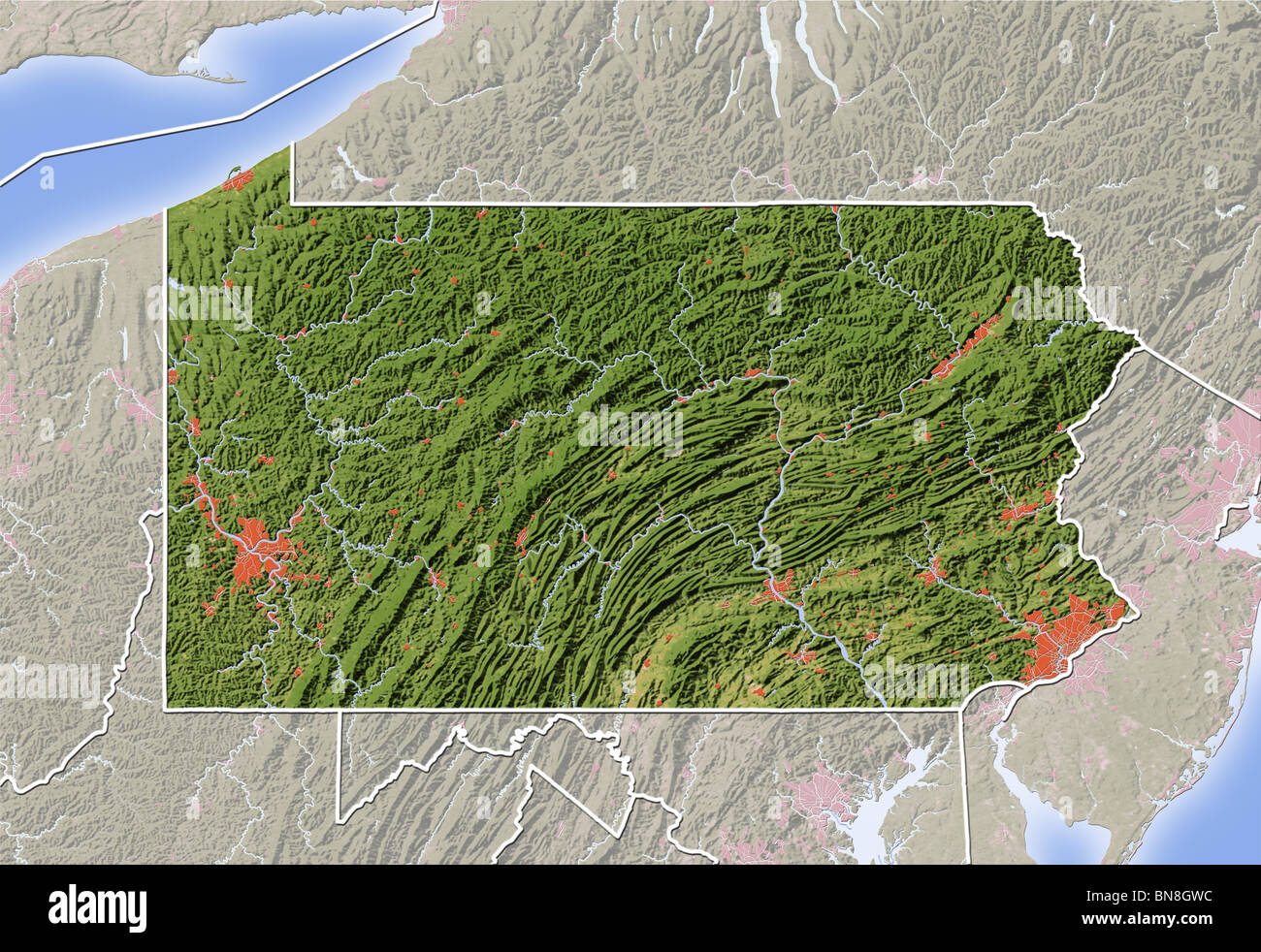 Mapa De California Y Pensilvania