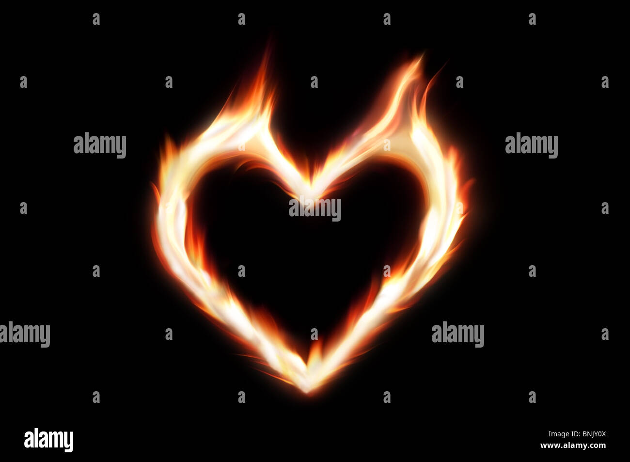 Corazón En Llamas De Fuego Símbolo Del Amor Apasionado Fotografía De