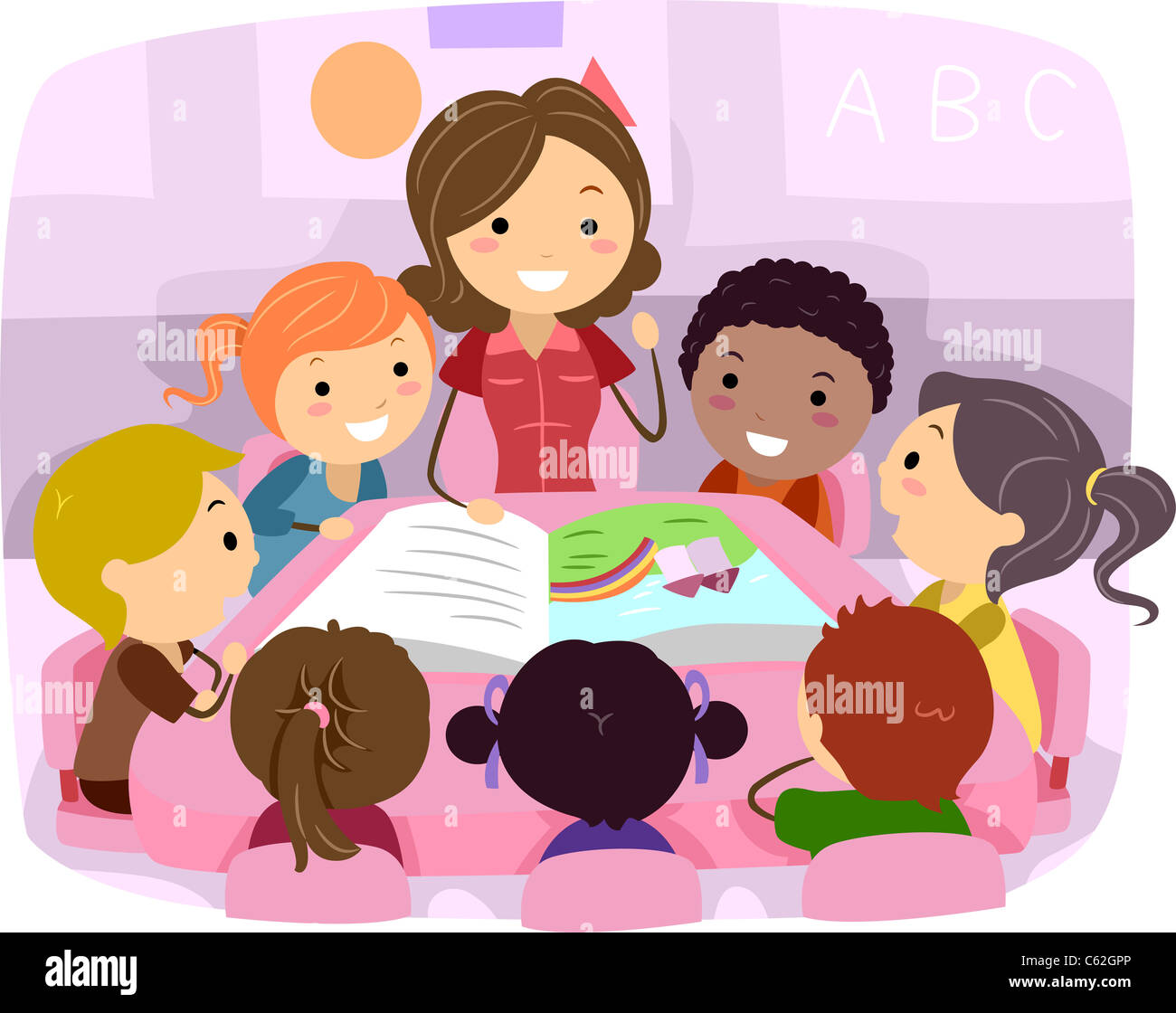 Ilustración de los niños escuchando un cuento Fotografía de stock - Alamy Ilustración de los niños escuchando un cuento Fotografía de stock - Alamy