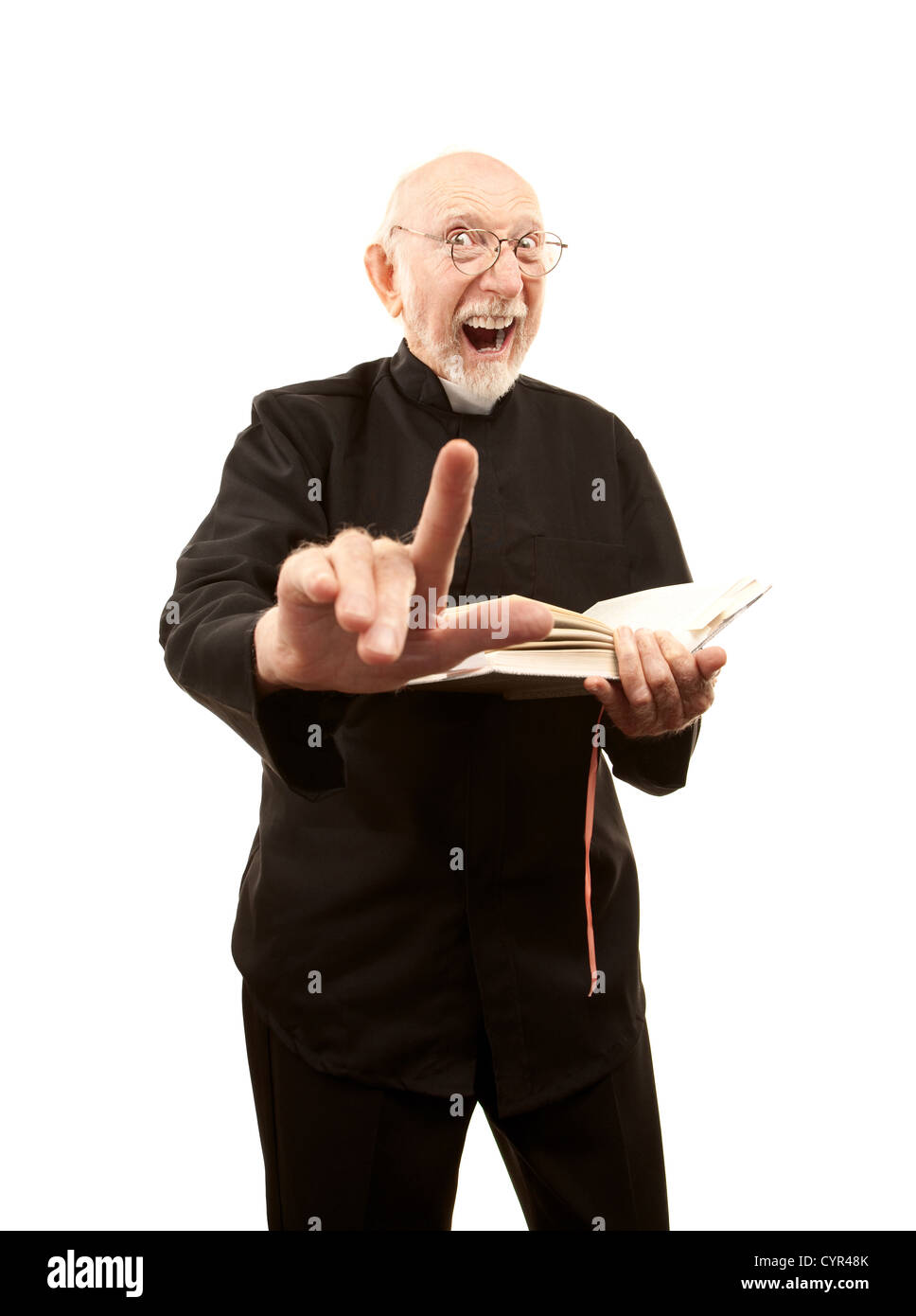 Pastor Dar Un Sermón De Fiery Con La Biblia En La Mano Fotografía De