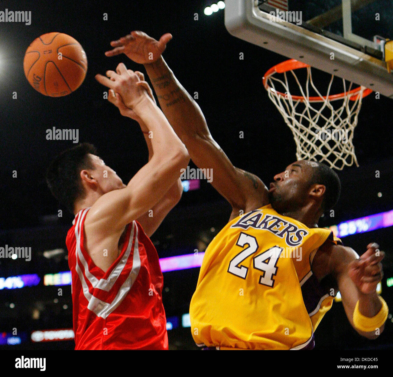 Kobe Bryant Blocks Yao Ming
