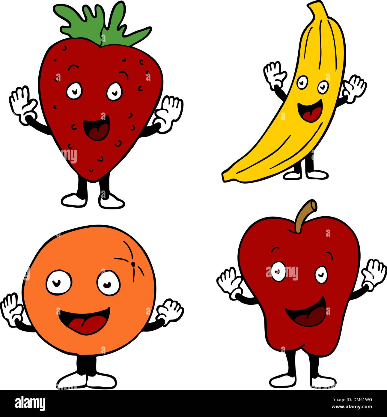 Los Personajes De Dibujos Animados De Frutas Imagen Vector De Stock Alamy