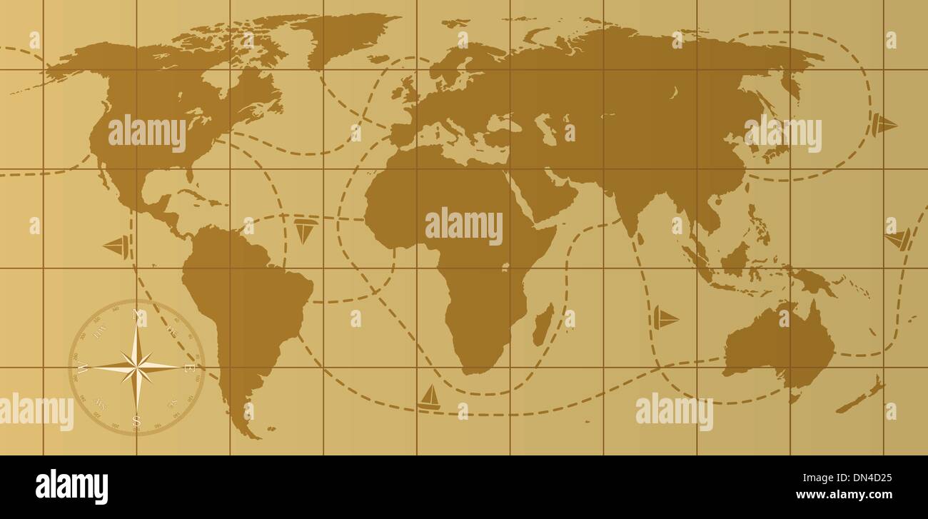 Compass ancient map europe map Imágenes vectoriales de stock - Alamy