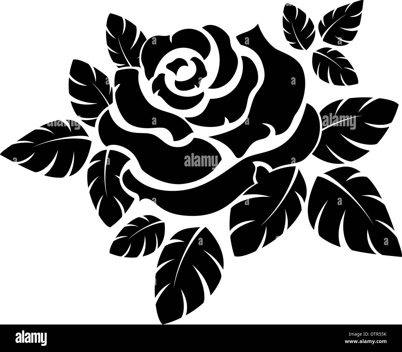 Tatuaje De Silueta De Rosa